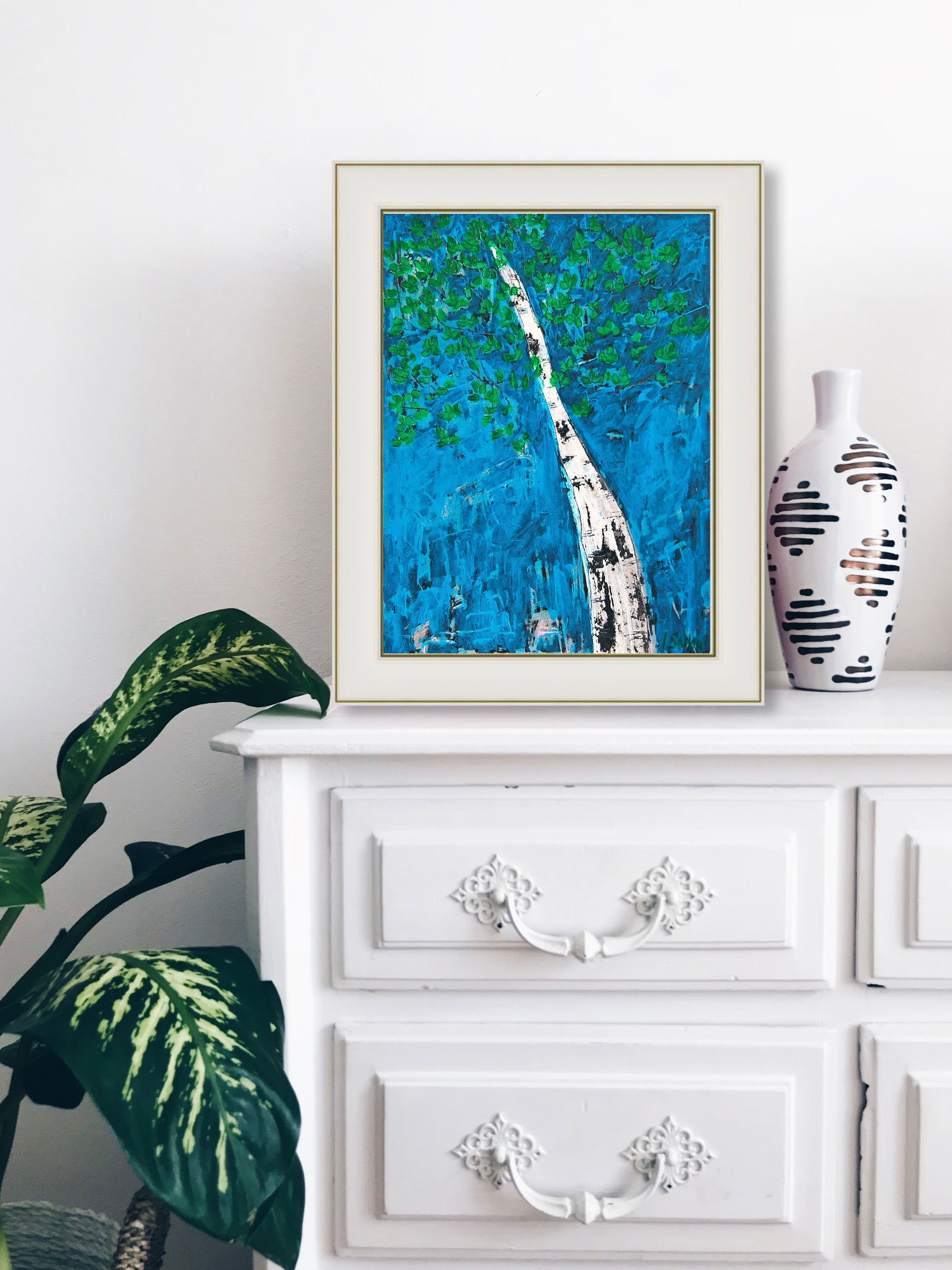 White Birch Tree Painting Ukrainian Art Ukraine Digital Download ...