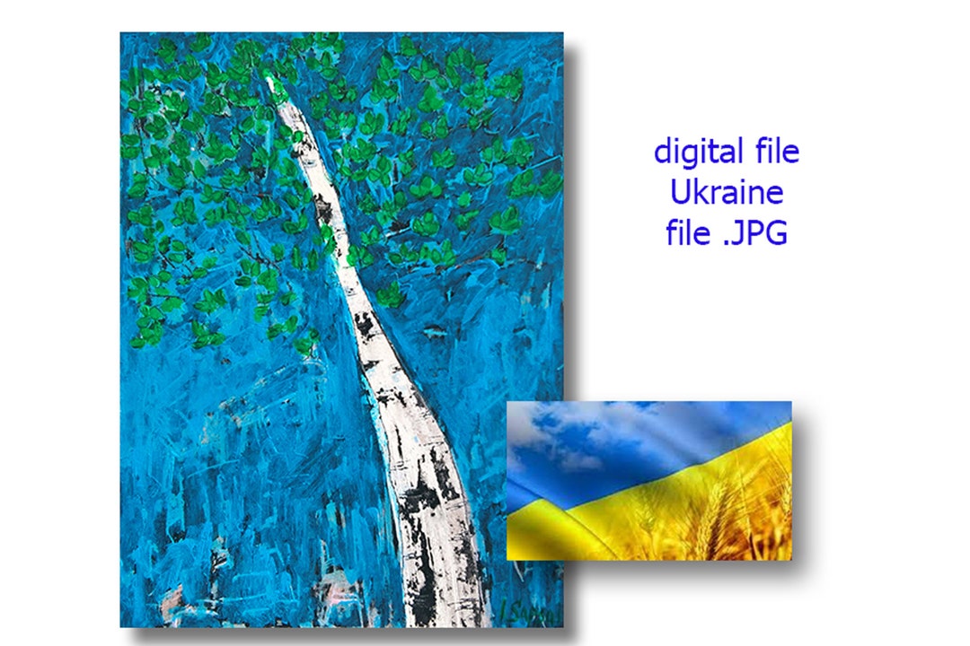 White Birch Tree Painting Ukrainian Art Ukraine Digital Download ...