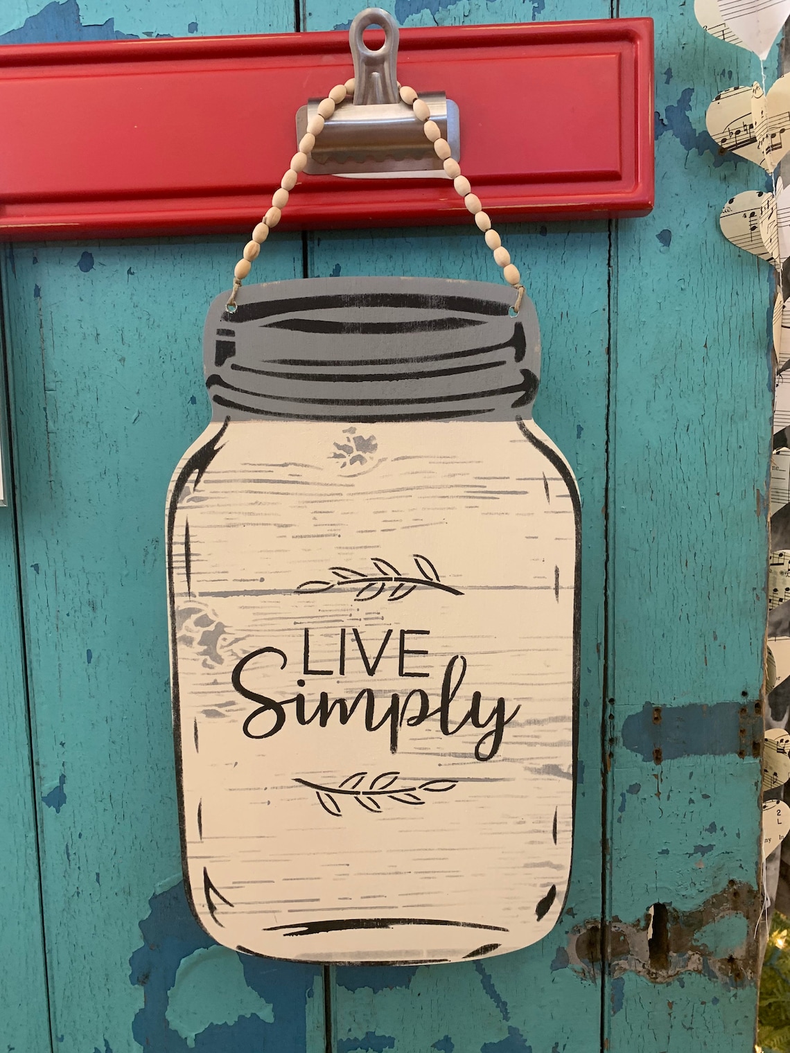 Mason Jar SIgn Wood SIgn Farmhouse SIgn Live Simply | Etsy