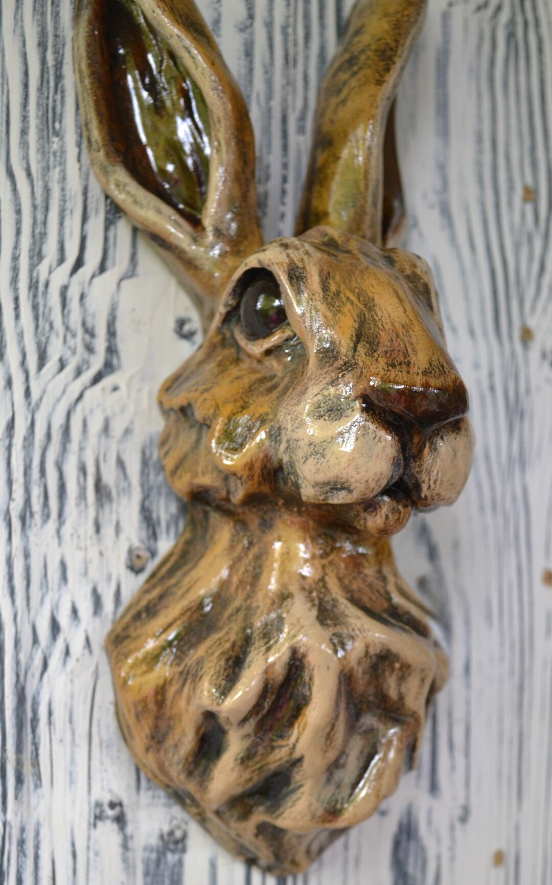 Brown Hare - Rabbit Head - Wall Mounted - Wall Art - Hand Painted - Etsy