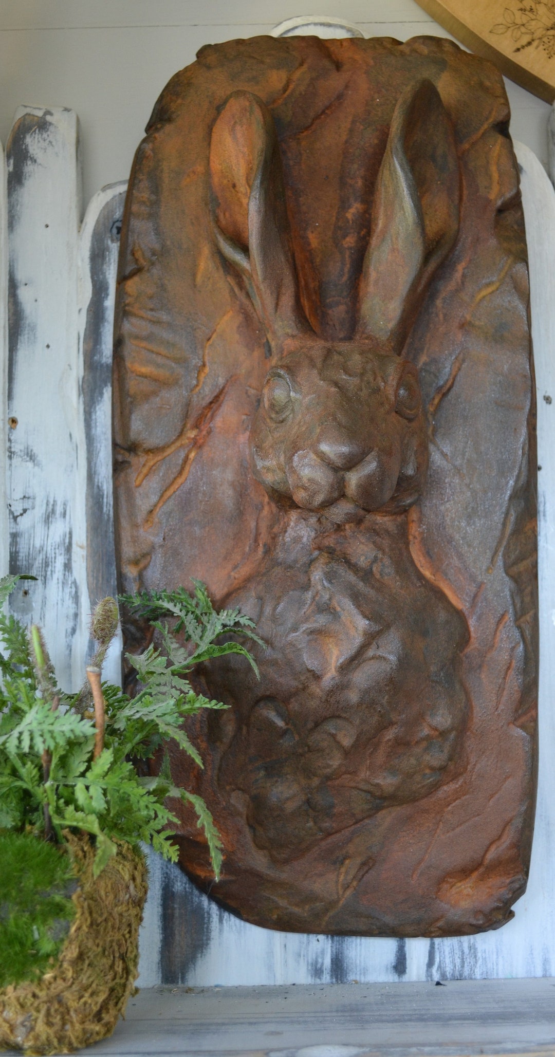Made to Order -hare Wall Plaque - Rust Effect Hare Sculpture - Wall ...