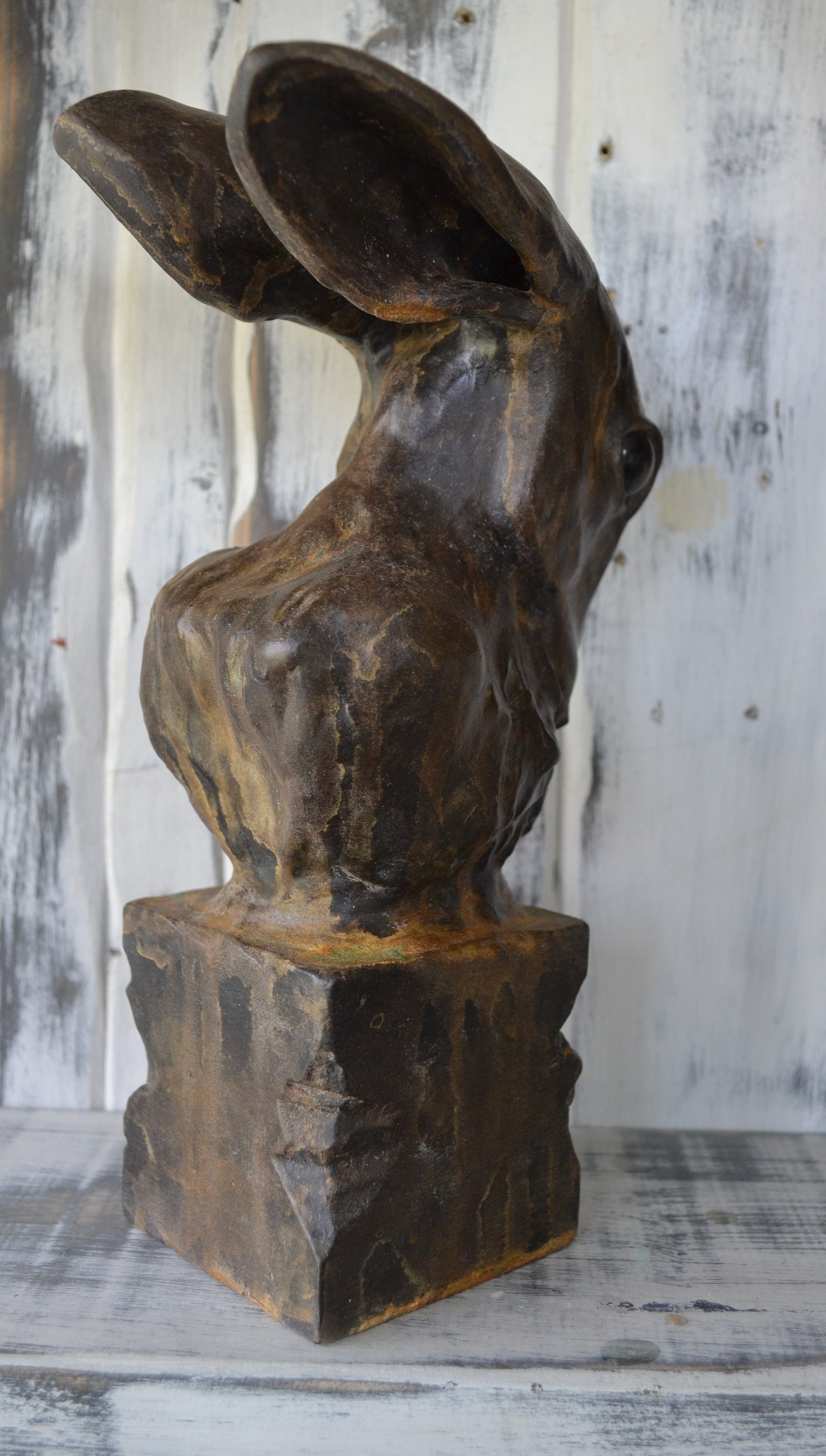 rust effect finish hare head sculpture rabbit head Hare hare statue ...