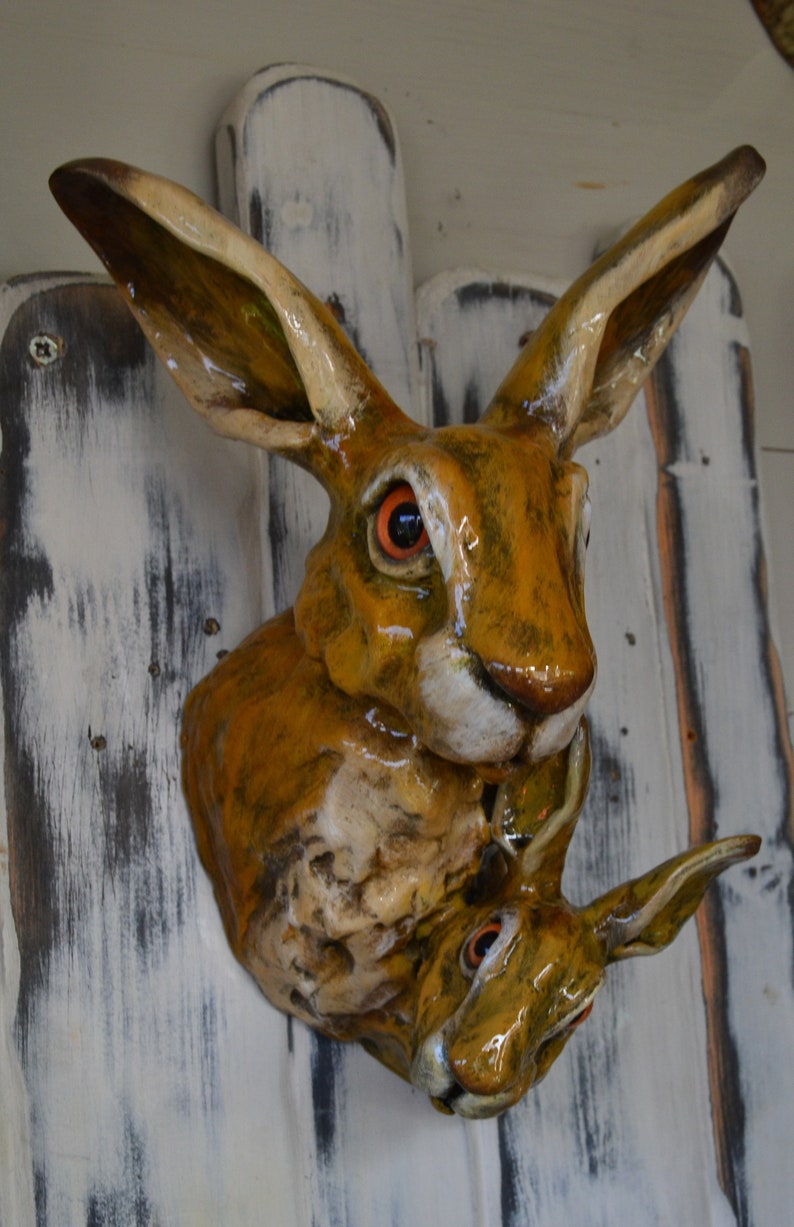 Hare and Leveret Sculpture Individual Wall Mounted Rabbit - Etsy UK