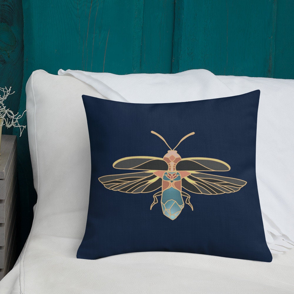 Firefly Throw Pillow - Art Nouveau - Geometric Crystal Lotus Flower ...