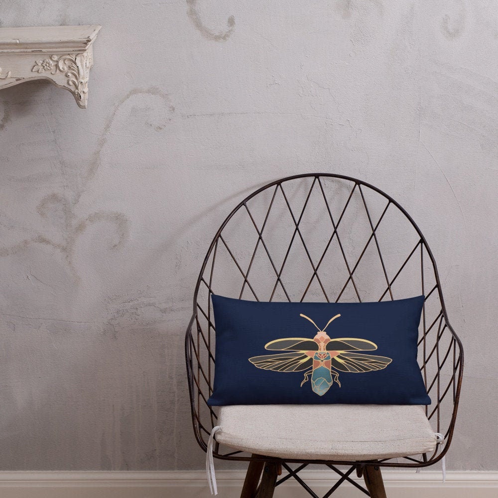 Firefly Throw Pillow - Art Nouveau - Geometric Crystal Lotus Flower ...