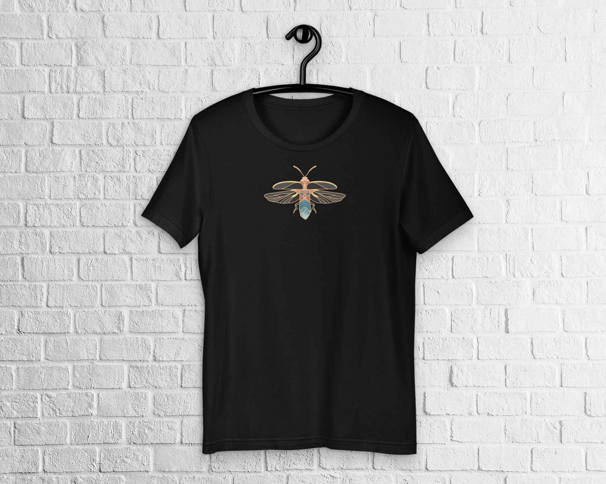 Crystal Firefly T-shirt - Geometric Art Nouveau Insect With Lotus ...