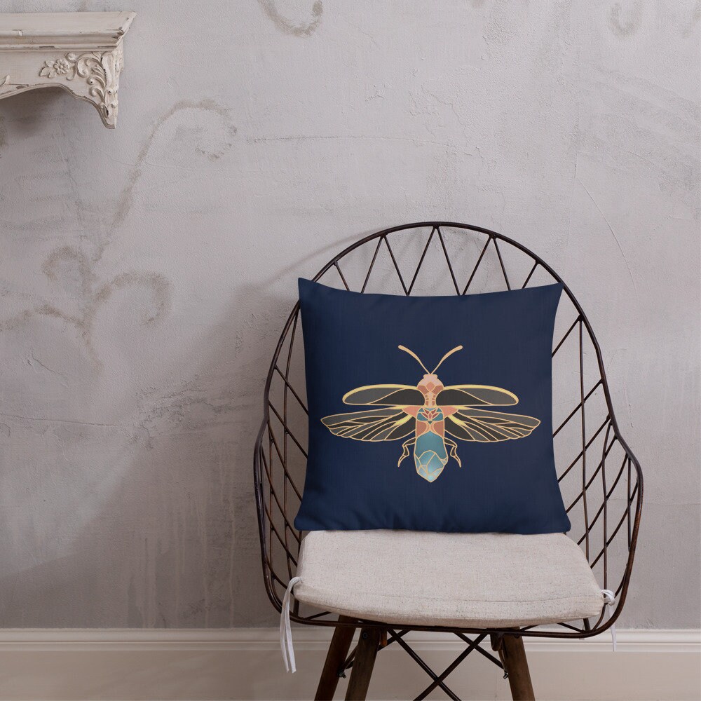 Firefly Throw Pillow - Art Nouveau - Geometric Crystal Lotus Flower ...