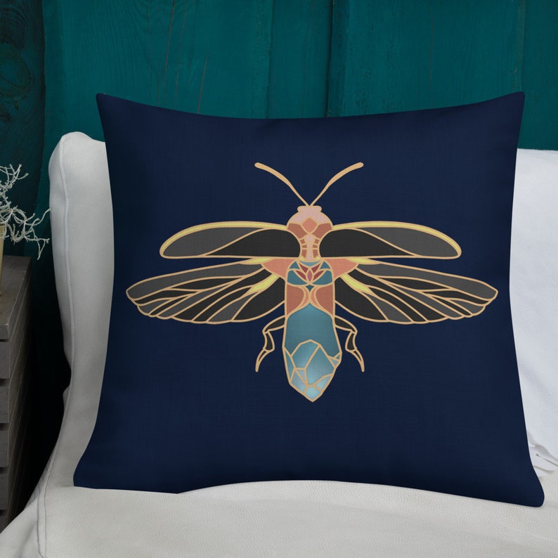 Firefly Throw Pillow - Art Nouveau - Geometric Crystal Lotus Flower ...