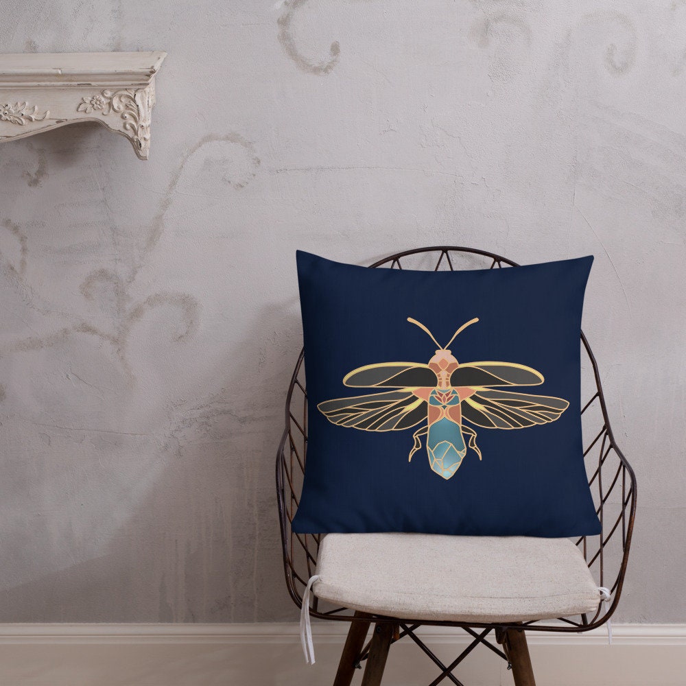 Firefly Throw Pillow - Art Nouveau - Geometric Crystal Lotus Flower ...