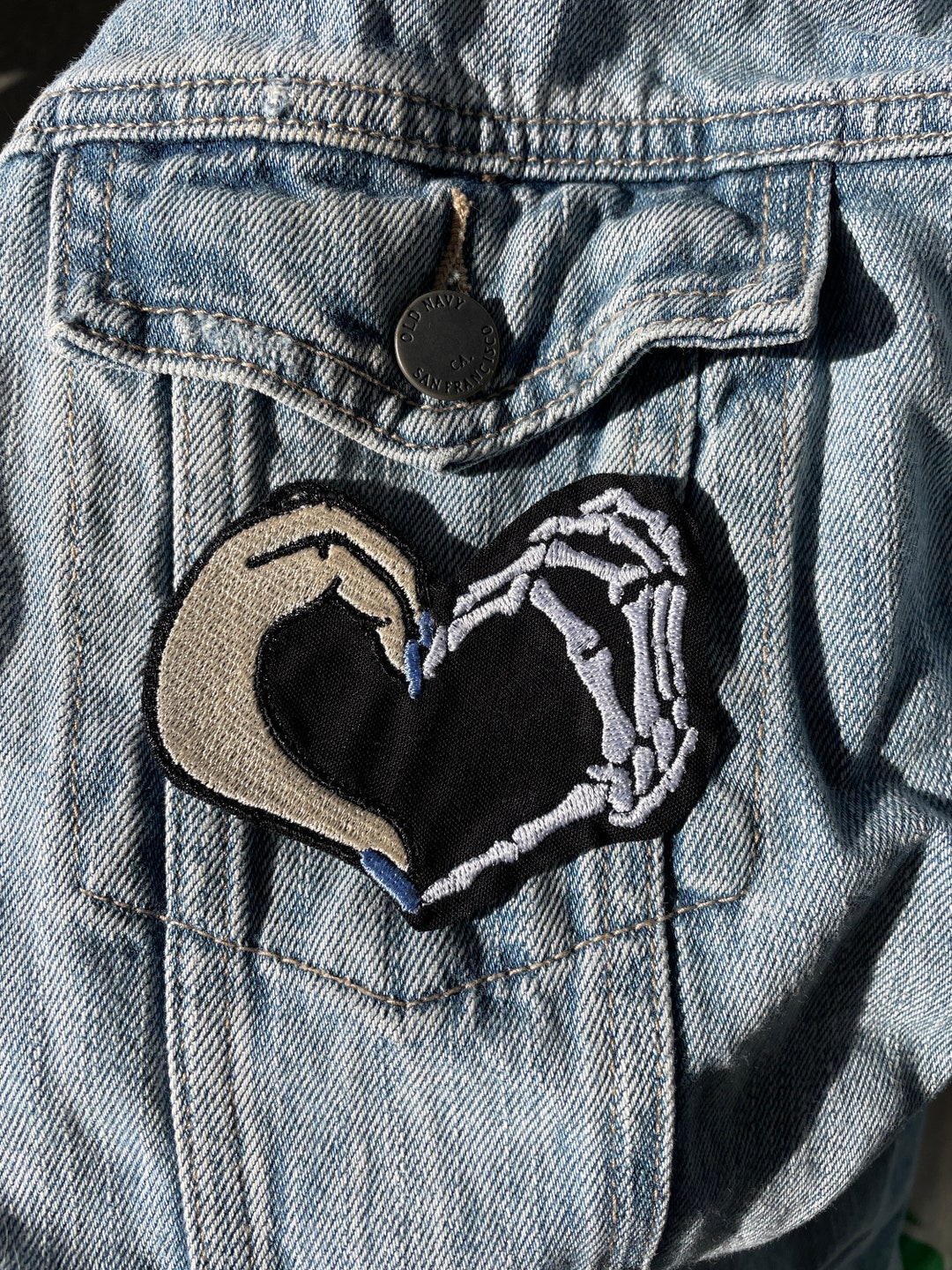 Skeleton Hand Heart Embroidered Iron-on Patch - Etsy