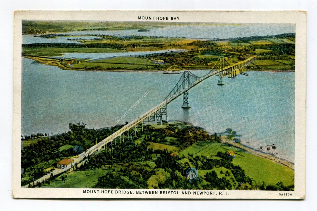 Mount Hope Bridge Between Bristol and Newport Rhode Island Postcard - Etsy