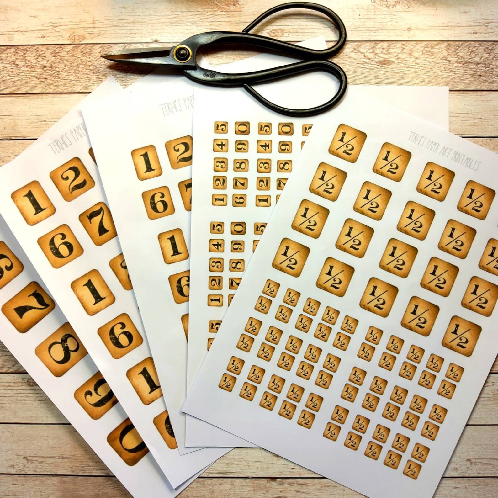 Stamped Numbers, Digital Paper Kit, Antique Hand Stamped Worn Numbers ...