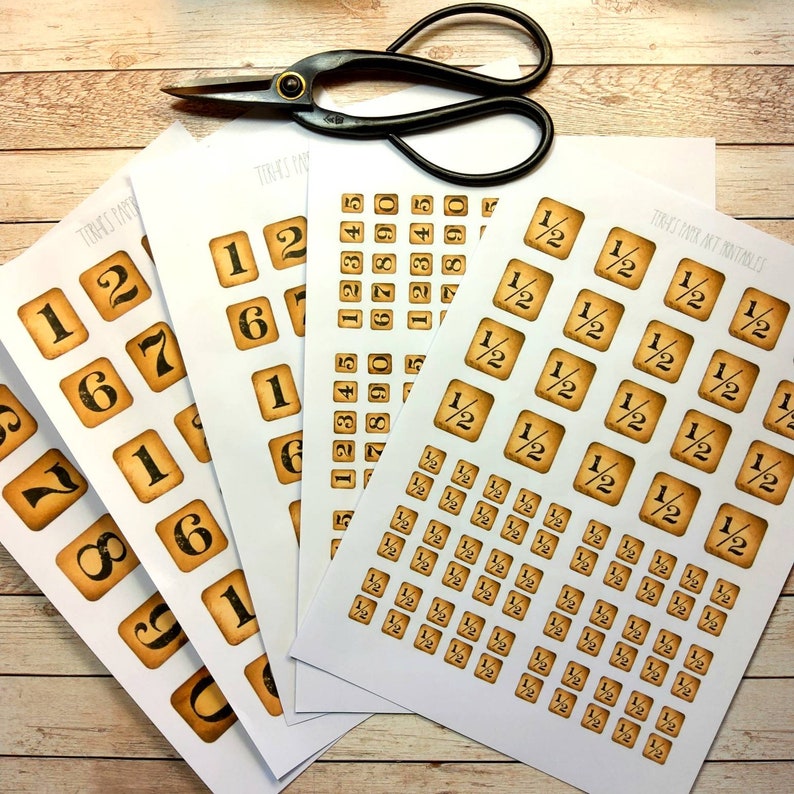 Stamped Numbers, Digital Paper Kit, Antique Hand Stamped Worn Numbers ...