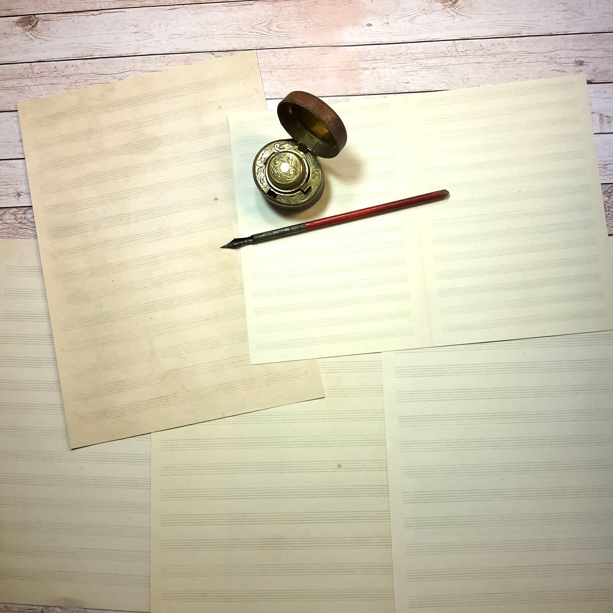 Antique Music Paper, Digital Stave Paper Kit for Junkjournaling ...