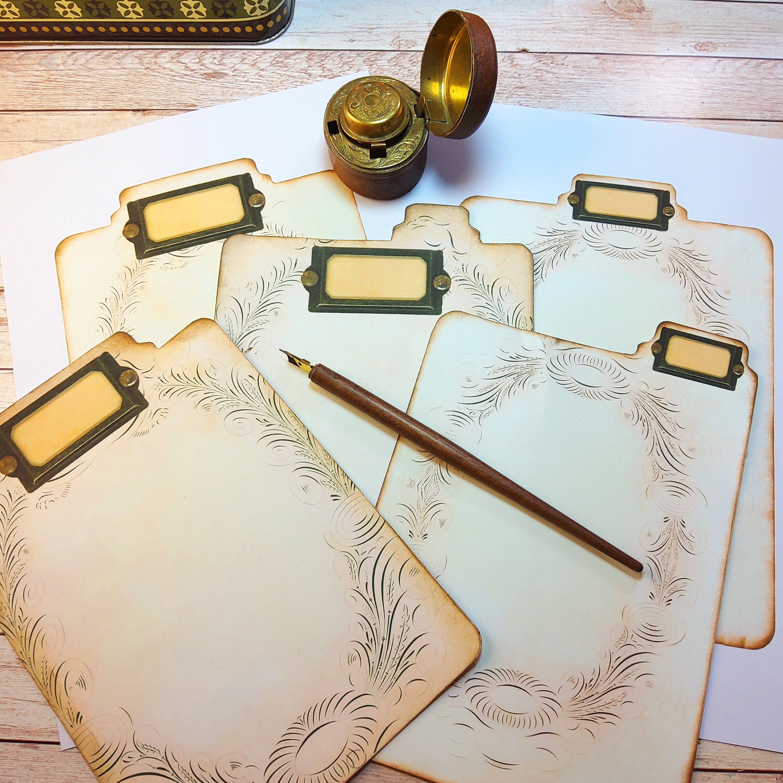 Digital File Folder Dividers With Metallic Name Plates and Backgrounds ...