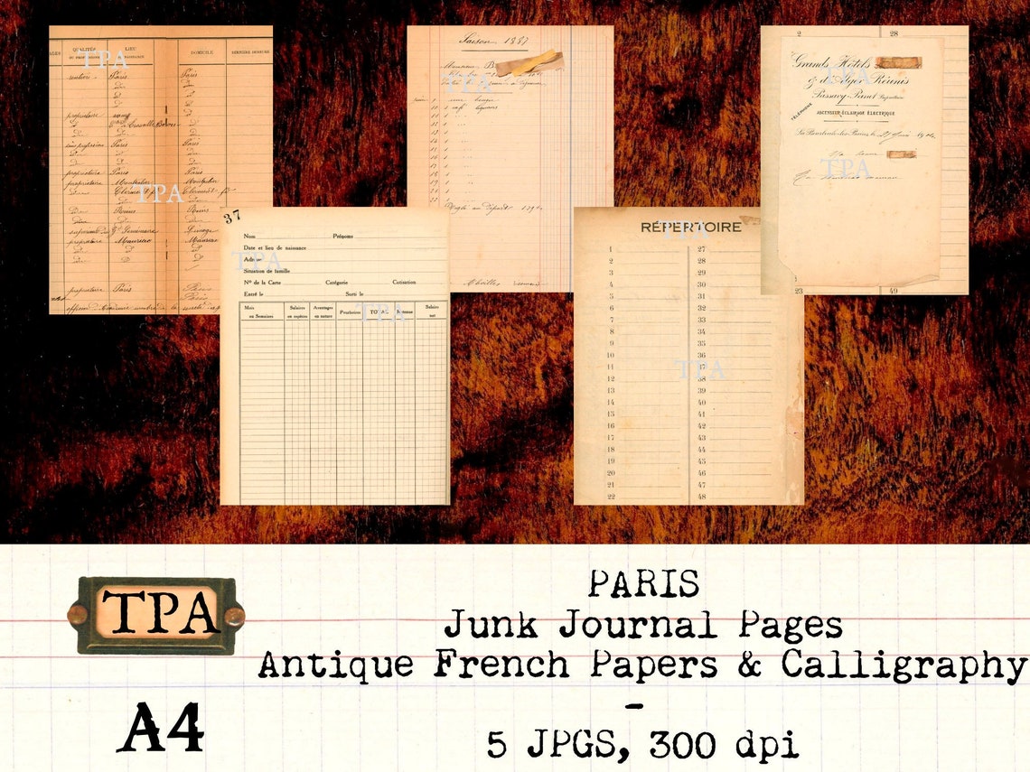 Antique French Calligraphy A4 Papers: Paris Ephemera (digital Download ...