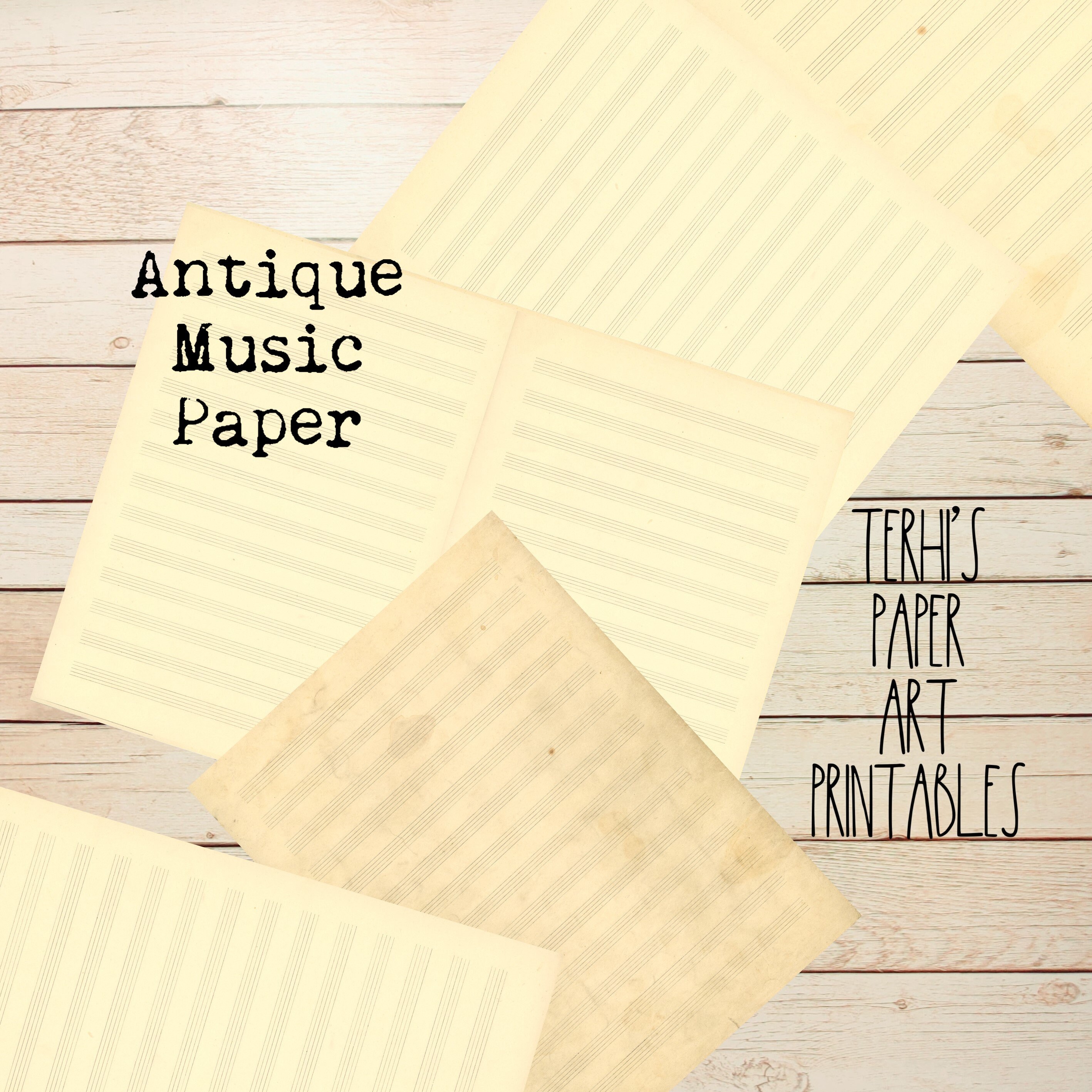 Antique Music Paper, Digital Stave Paper Kit for Junkjournaling ...