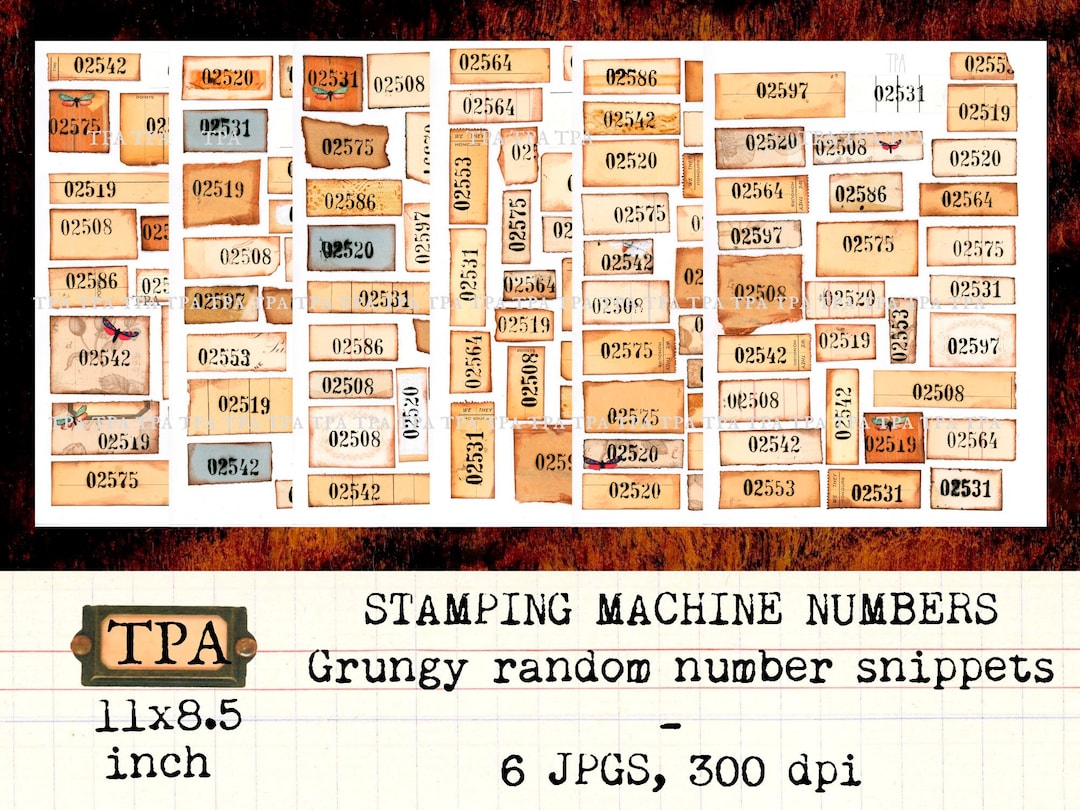 Grungy Number Snippets, Stamped Labels for Journaling, Card Making ...