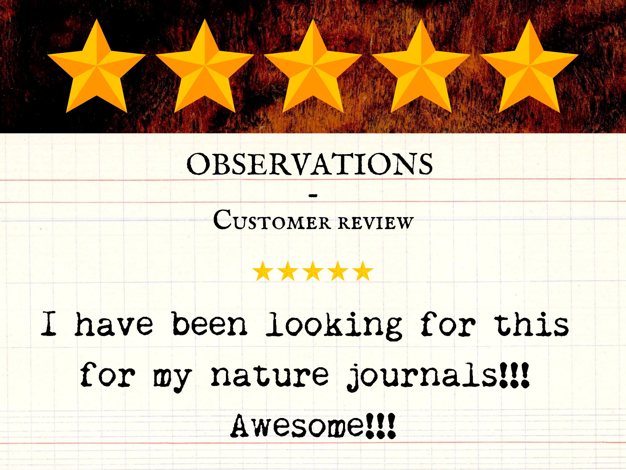 Observations Field Note Cards, Digital Paper Kit for Tags and Journal ...