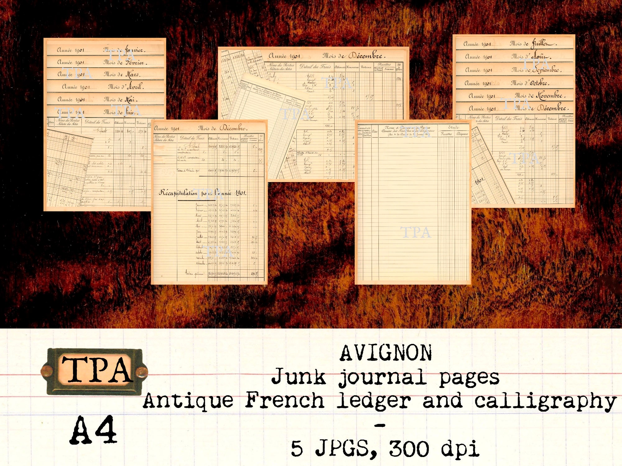 Vintage Ledger and Calligraphy Digital Papers for Junk - Etsy