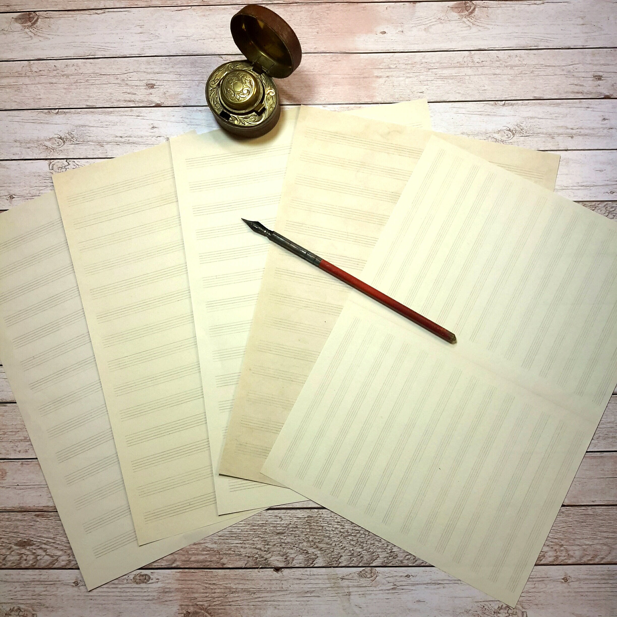 Antique Music Paper, Digital Stave Paper Kit for Junkjournaling ...