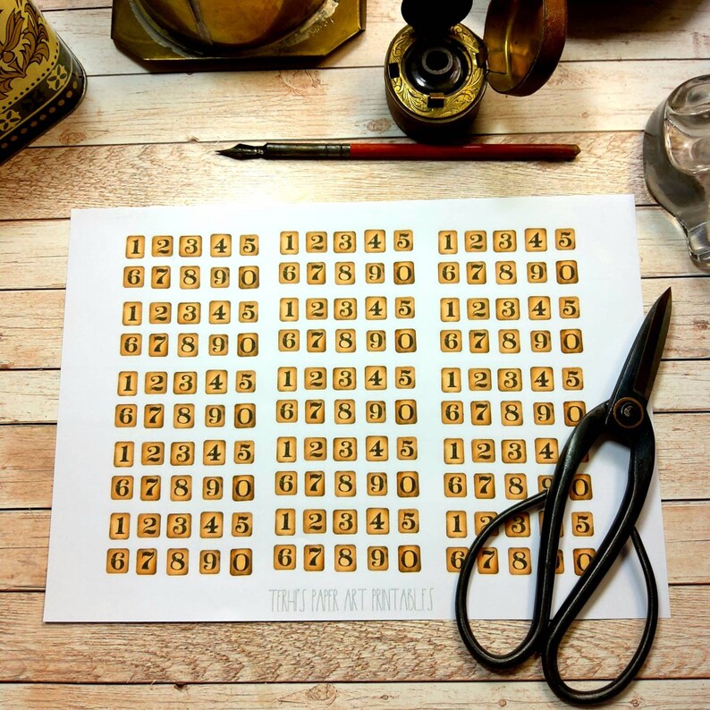 Stamped Numbers, Digital Paper Kit, Antique Hand Stamped Worn Numbers ...