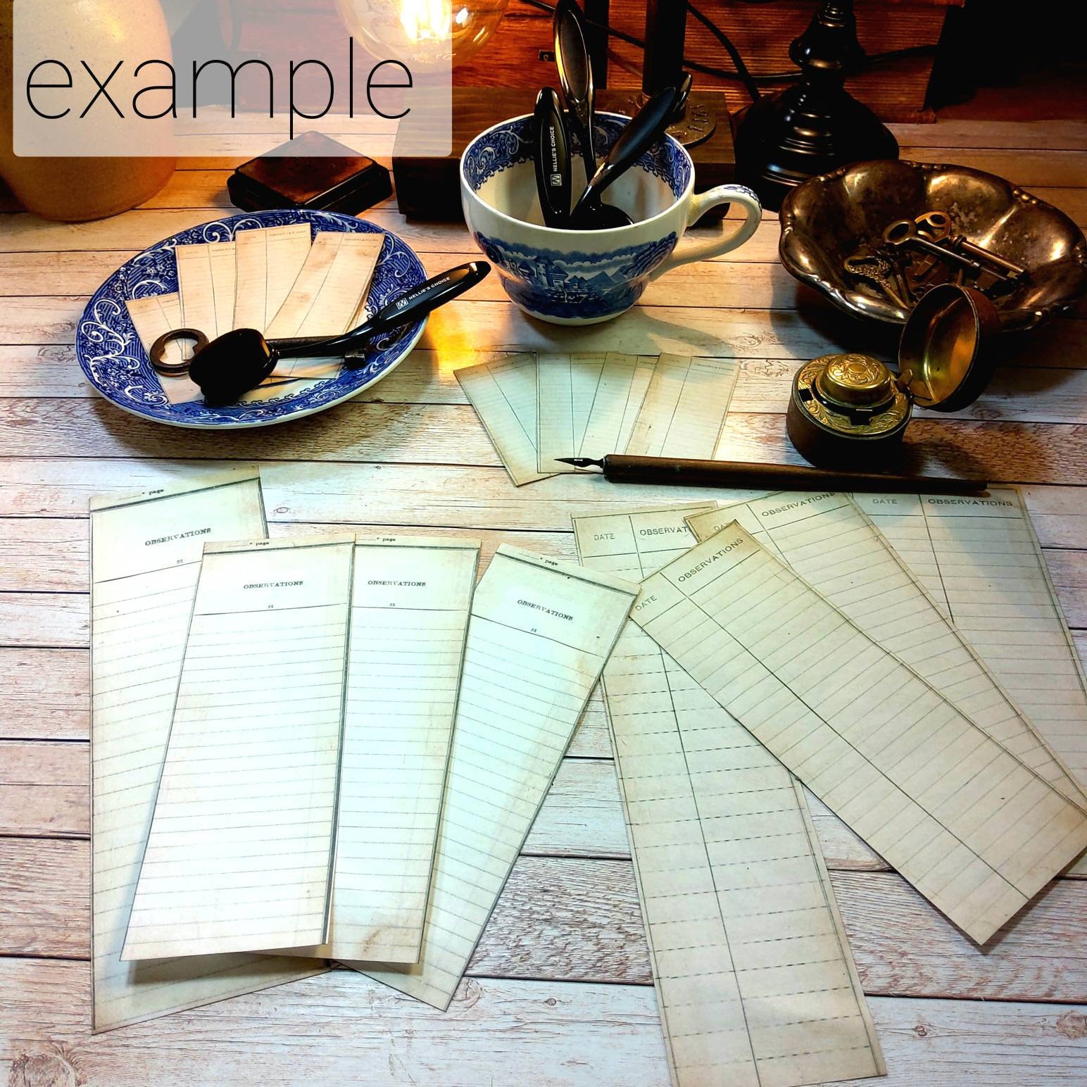 Observations Field Note Cards, Digital Paper Kit for Tags and Journal ...