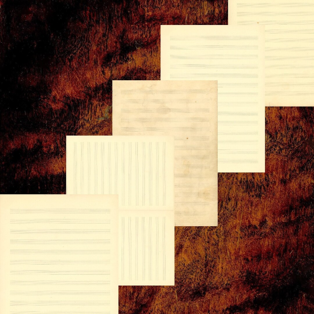 Antique Music Paper, Digital Stave Paper Kit for Junkjournaling ...