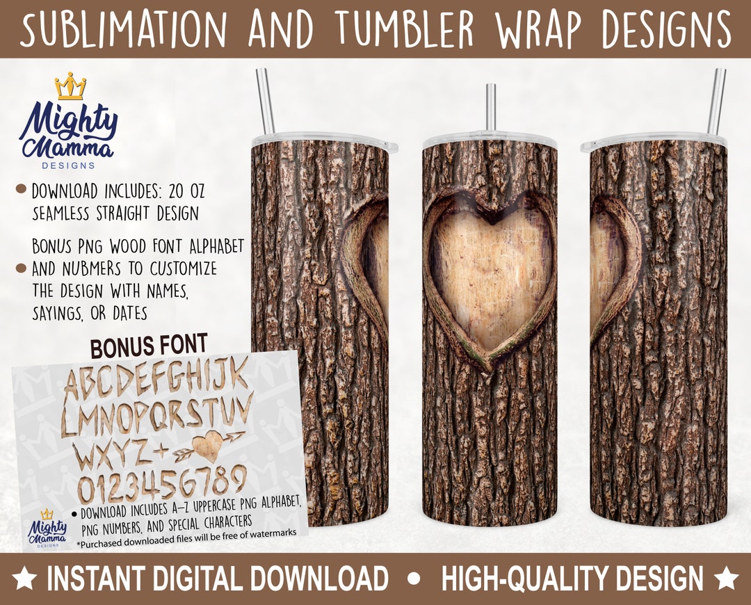 Heart Tree Carving Blank Wrap Designs Tumbler Wrap Designs for ...