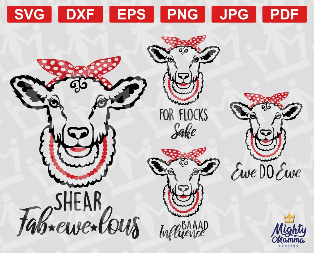 Sheep Wearing Bandana - Shear Fabewelous SVG, PNG and Other Cutting ...