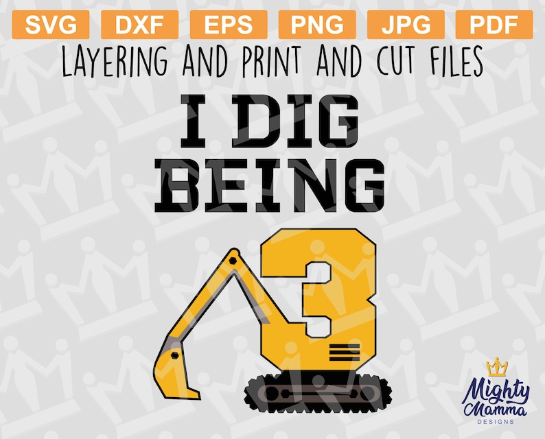 Dig Being 3 Number Three CONSTRUCTION Digger 3rd BIRTHDAY - Etsy