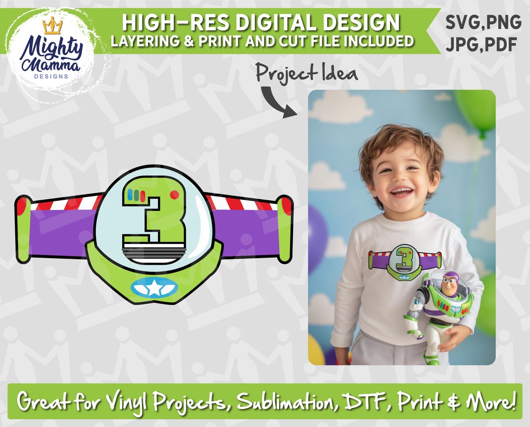 Space Ranger Wings 3 SVG & PNG Design | Toy Buzz Third Birthday | for ...