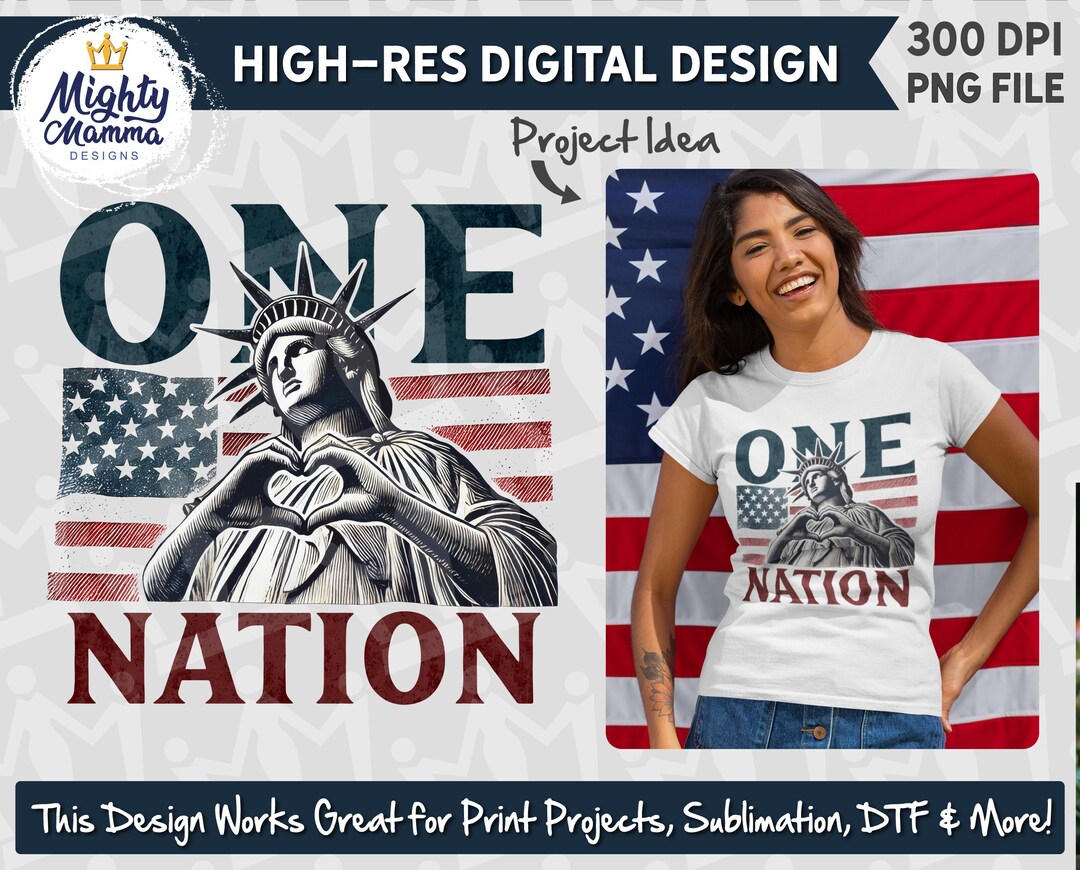 One Nation Statue of Liberty PNG Design | Sublimation, DTF, Print ...