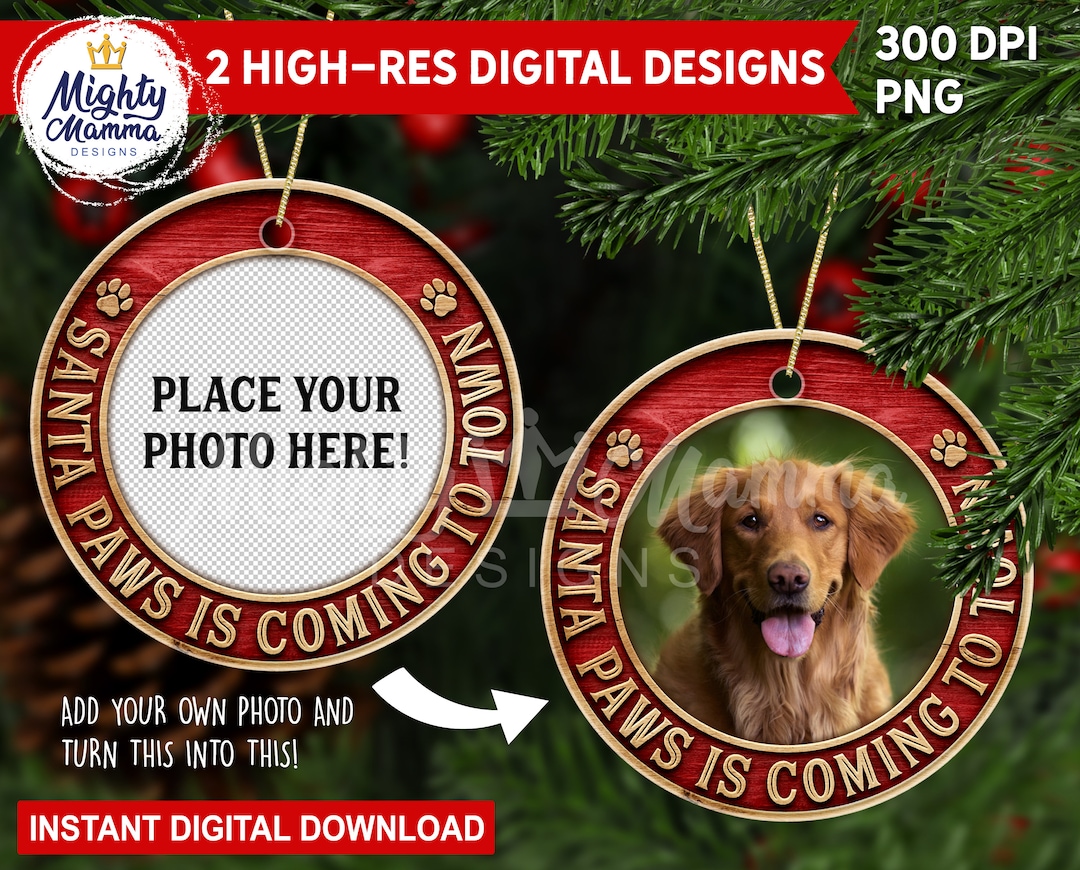 Santa Paws is Coming to Town PNG Design File for Sublimation | Round ...