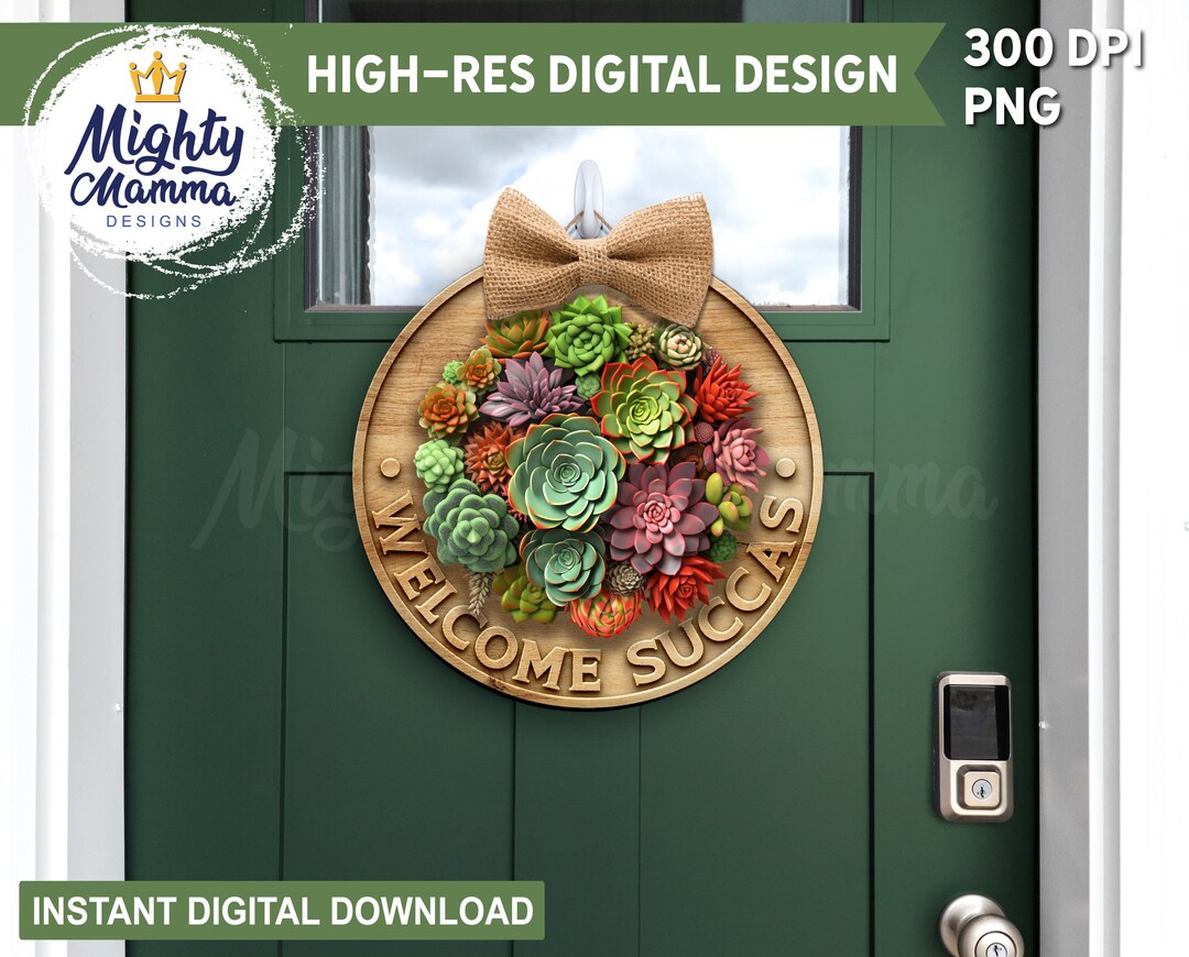 Welcome Succas - Round Door Hanger Sign PNG Design, Sublimation, Carved ...