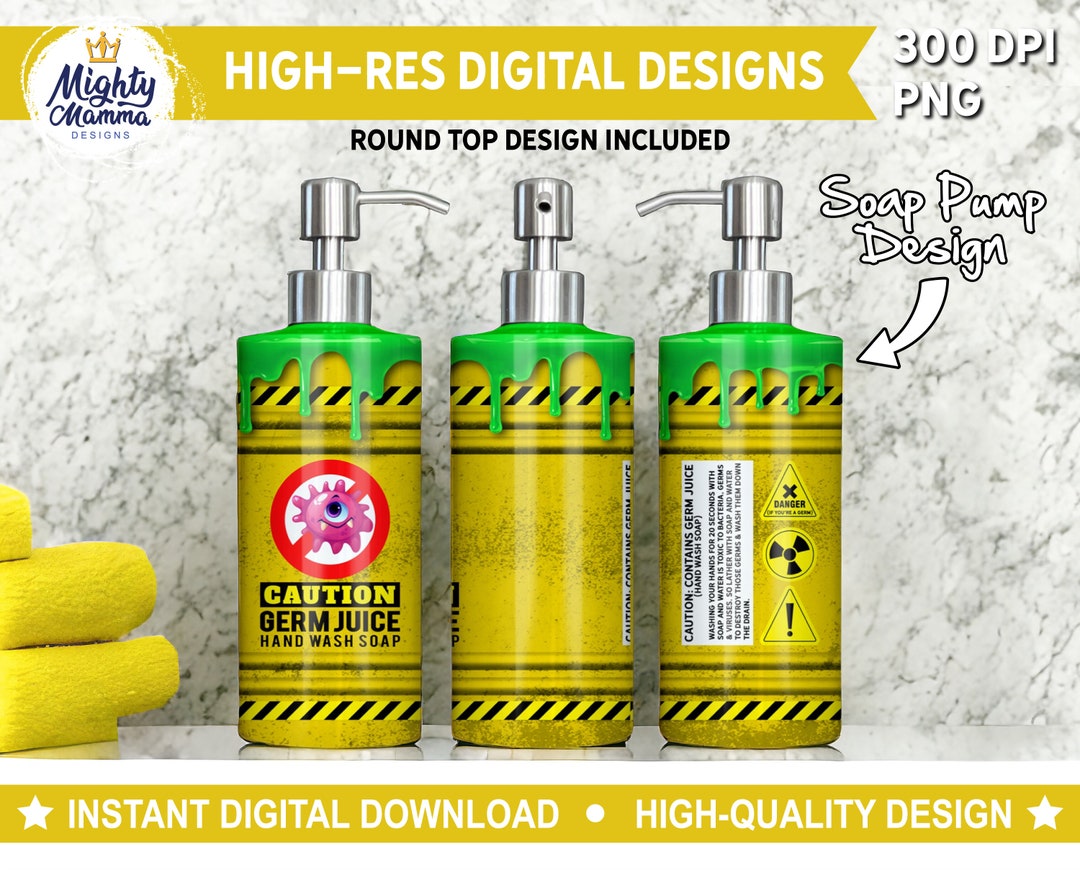 Germ Juice Hazardous Waste Can Soap PNG Design | 18oz Pump Dispenser ...