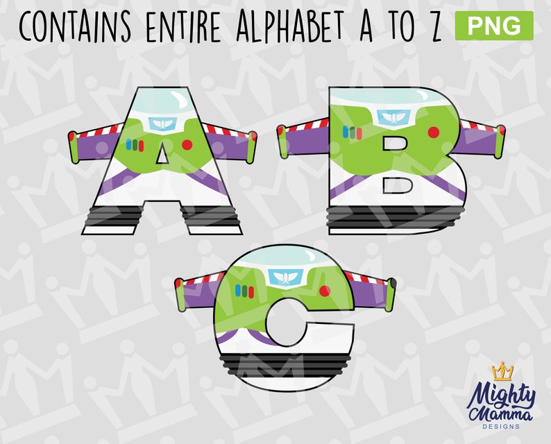 Toy SPACE RANGER Alphabet Font Letters PNG - for Birthday Shirts, Signs ...