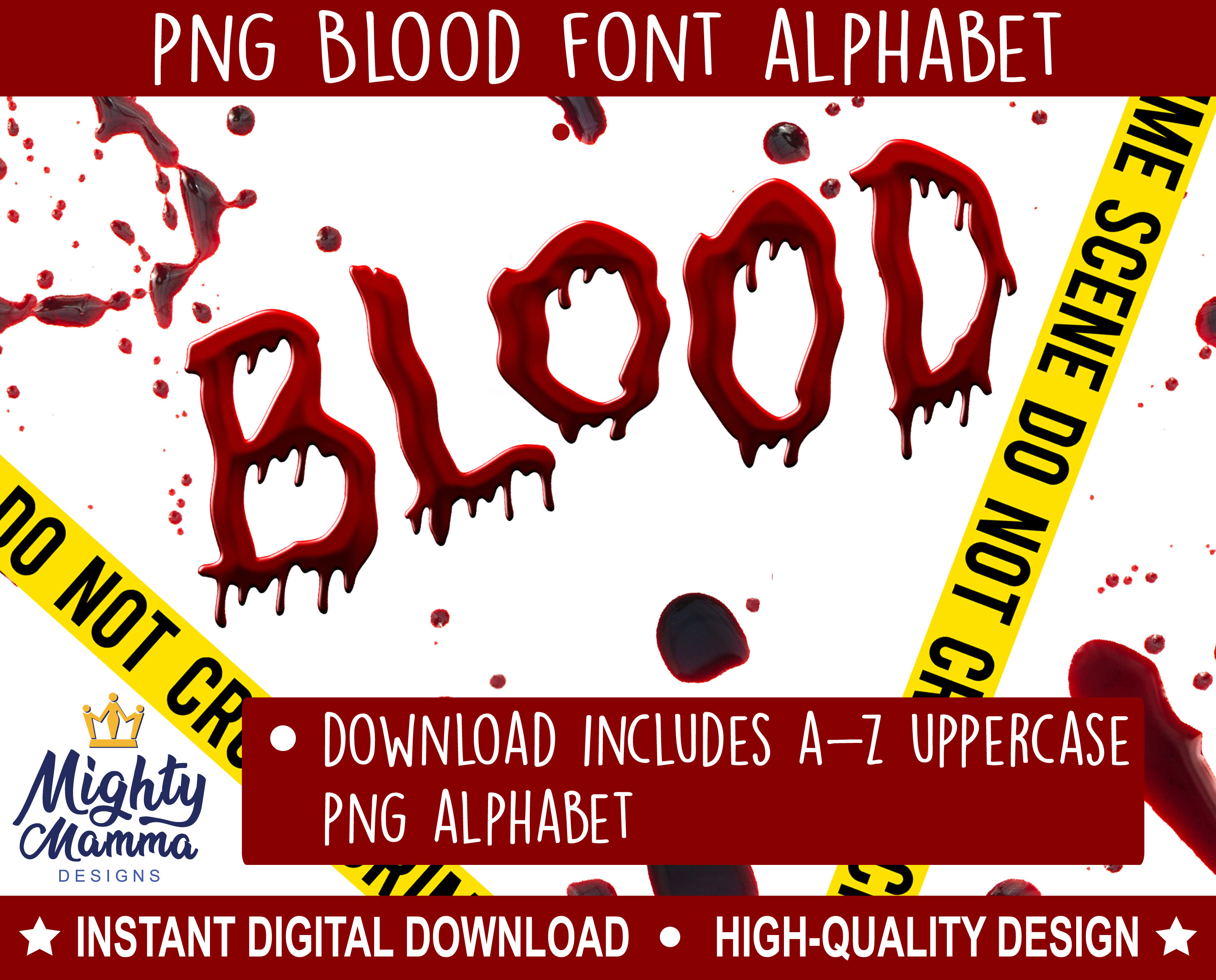 Blood Alphabet PNG Font for Use With Mighty Mamma Designs - Etsy UK