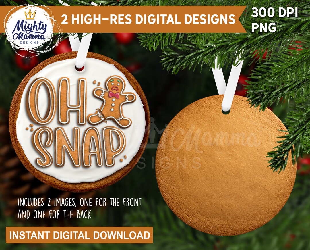 Oh Snap Gingerbread Man - Round Christmas Ornament PNG Design for ...