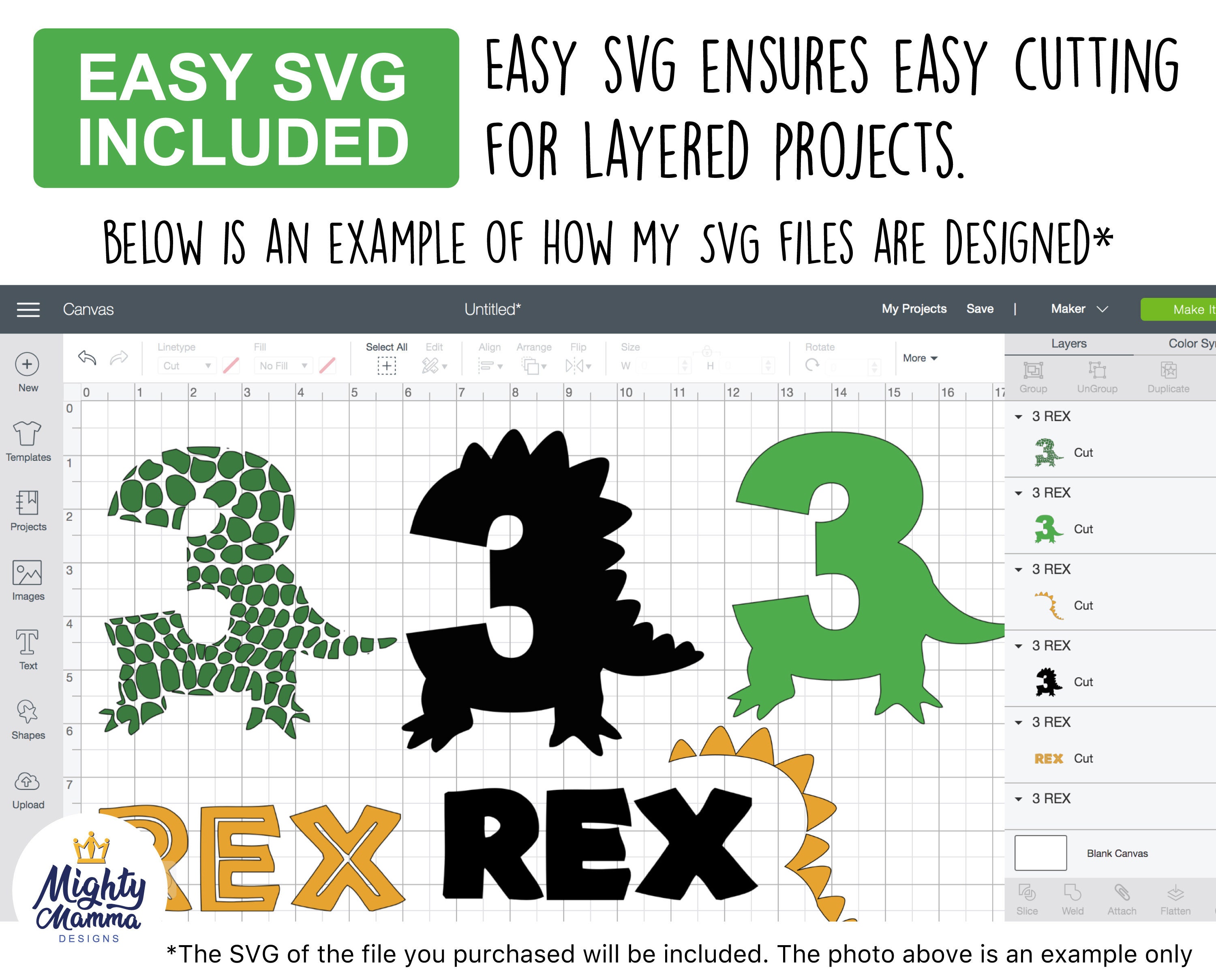 3 REX DINOSAUR SVG Number 3 for Third T-rex Birthday. Use | Etsy