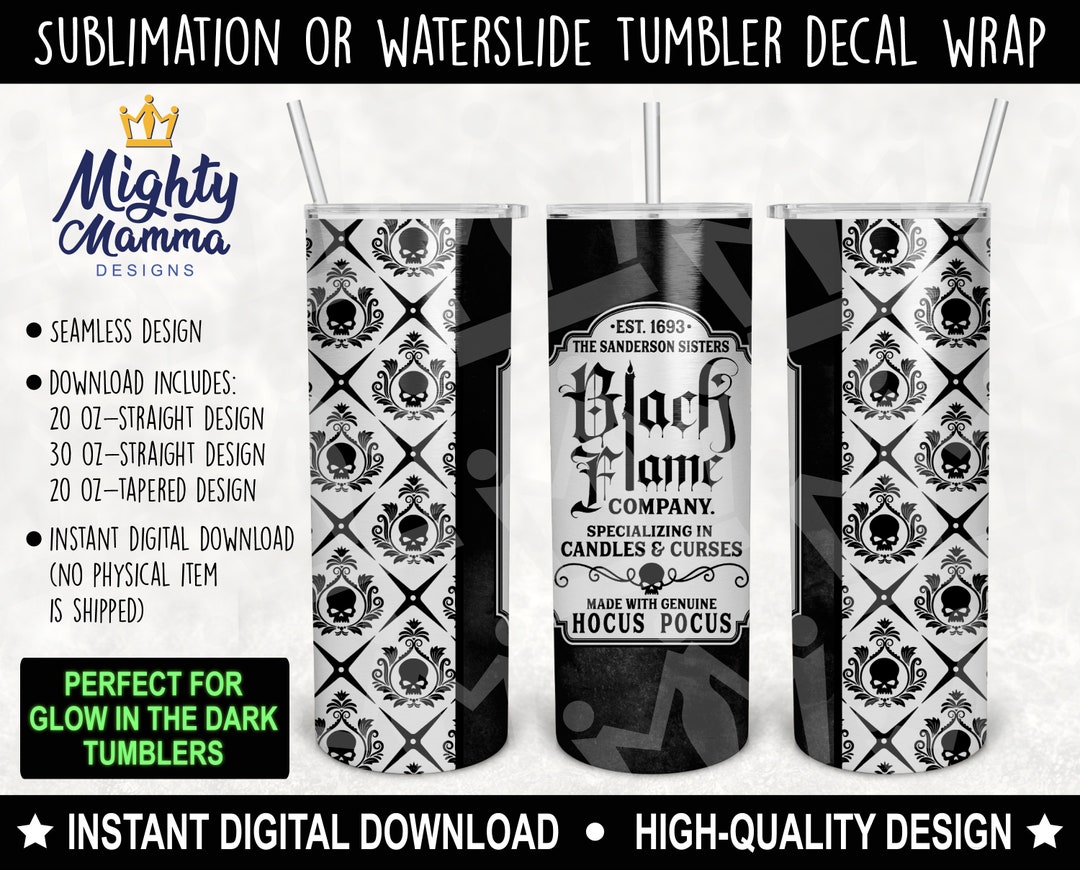 Black Flame Company Parody Full Wrap Design - Perfect for Glow in the Dark, JPG PNG, Candle ...