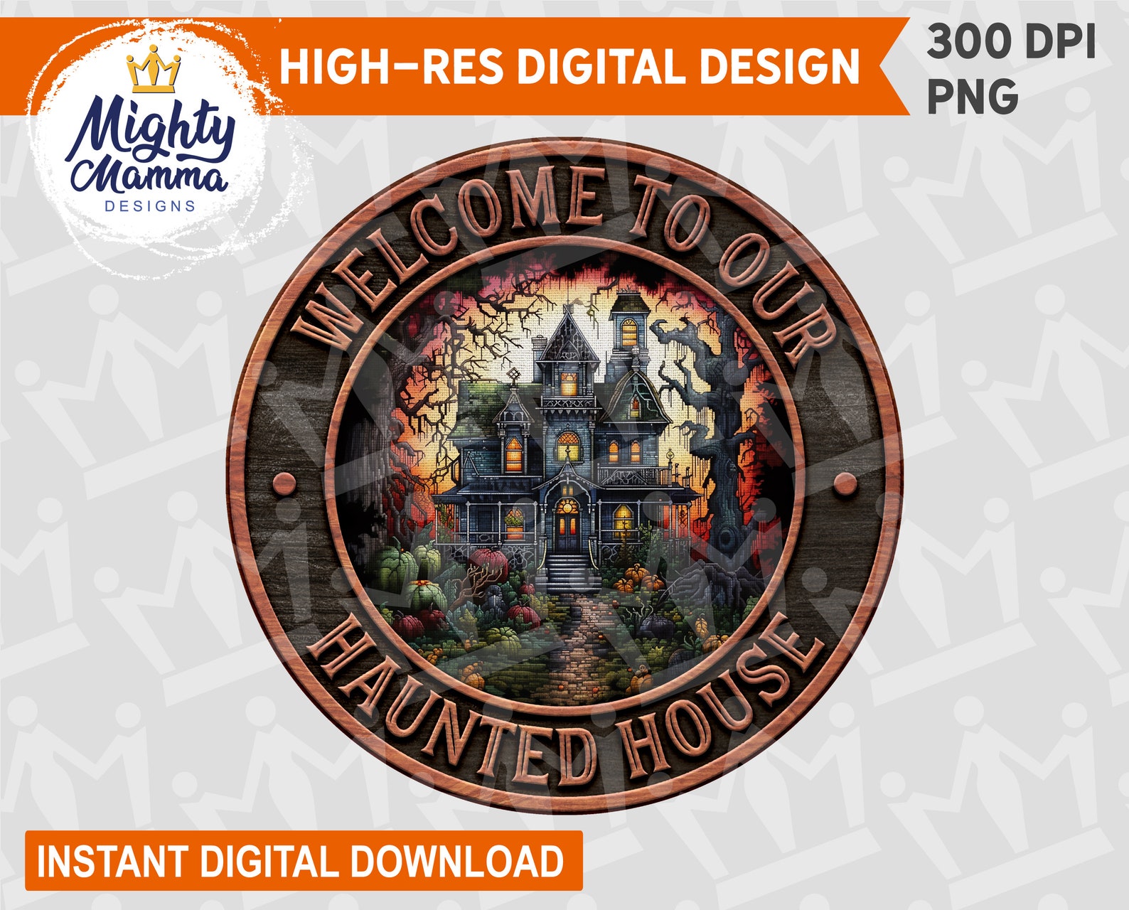 Welcome to Our Haunted House Design - Round Door Sign PNG Design, for ...