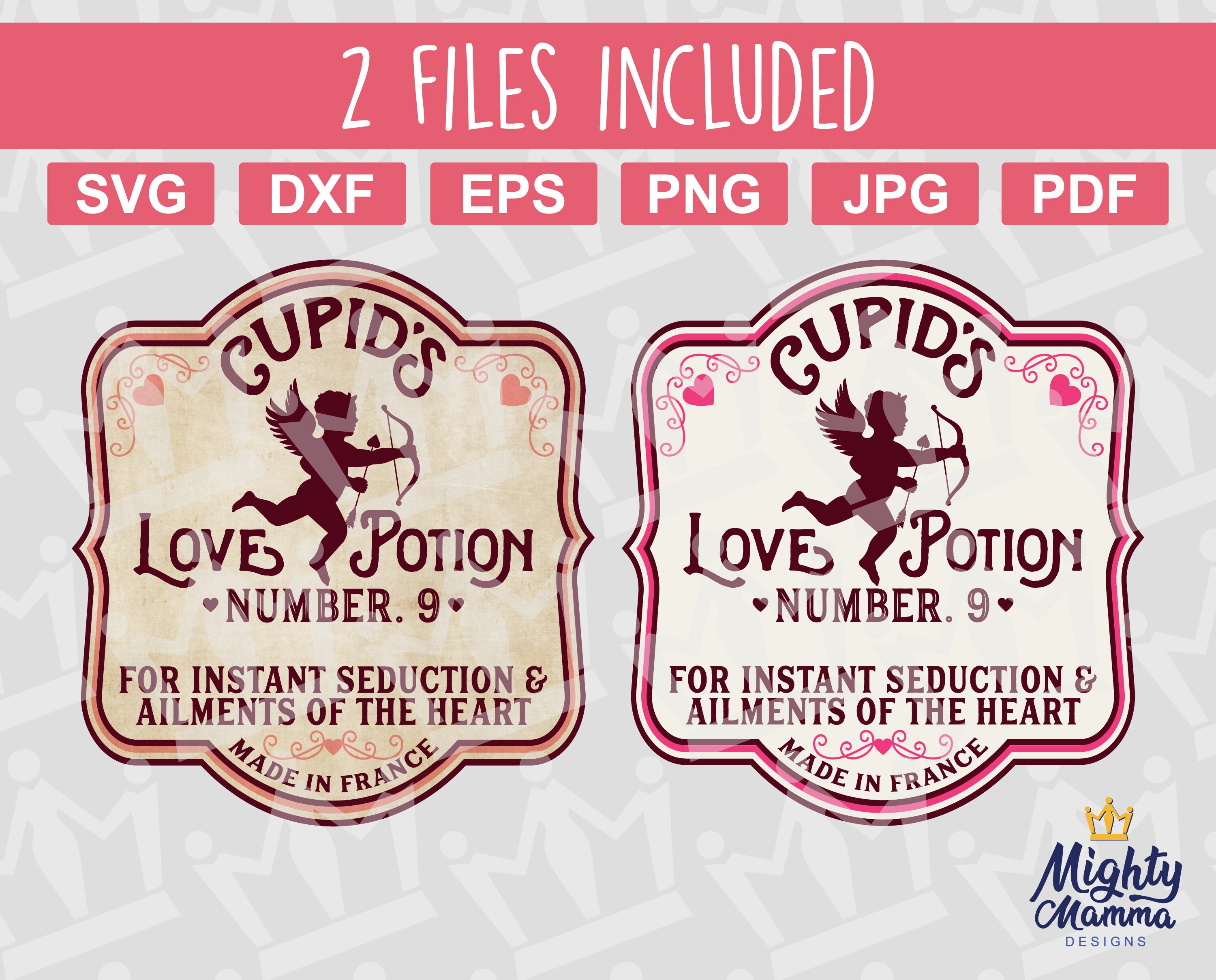 Cupid's Love Potion Number 9 SVG PNG Label - Clip Art Cupid Valentine's ...