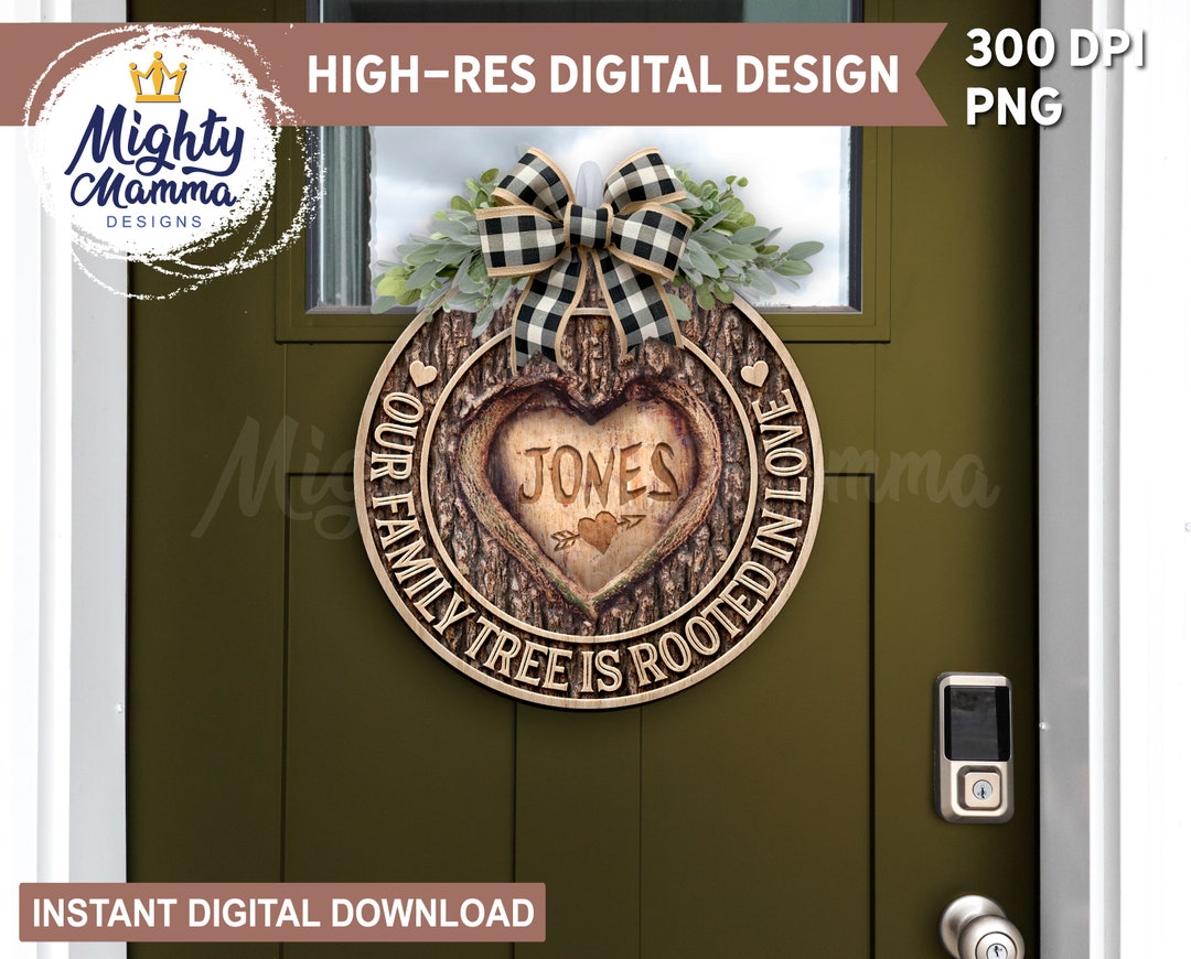 Our Family Tree is Rooted in Love - Round Door Hanger Sign PNG Design ...