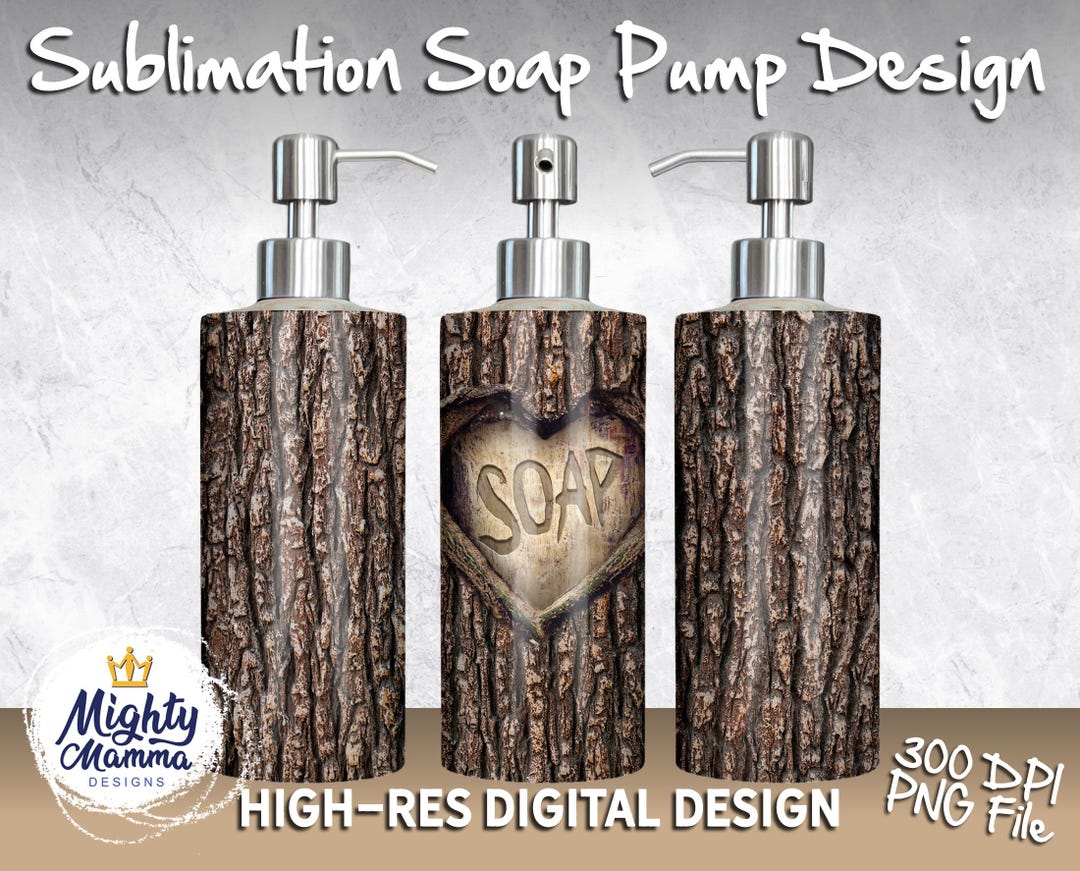 Rustic Log Carved Tree Heart PNG Sublimation Design for 18oz Soap Pump ...