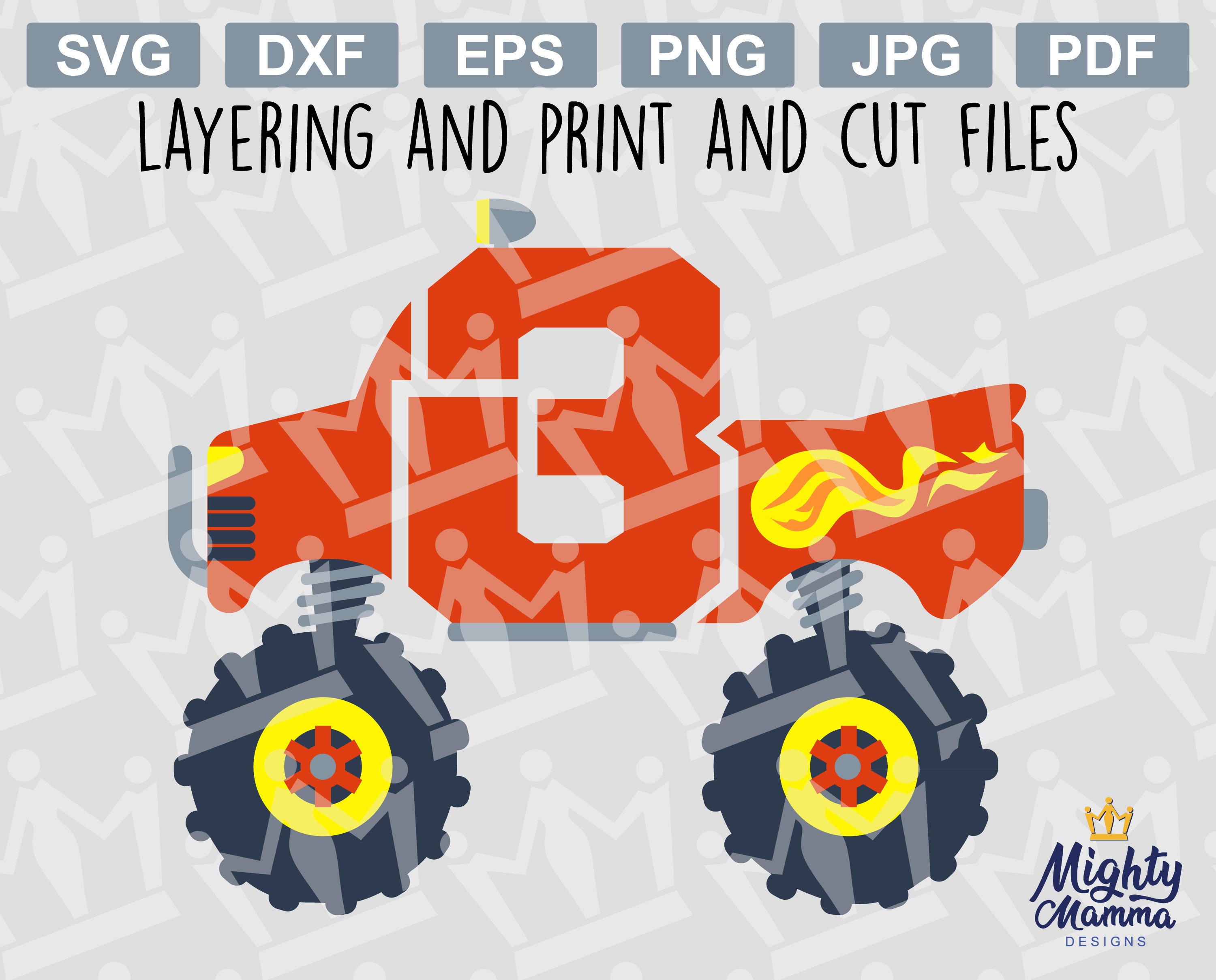 MONSTER TRUCK 3 - Number 3 for Third Birthday. Monster Truck Machines ...