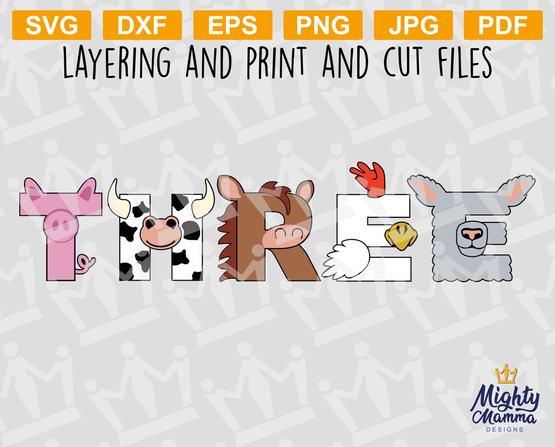 Farm Animal Three SVG - Great for Cowboy Farmer Theme Third 3rd ...