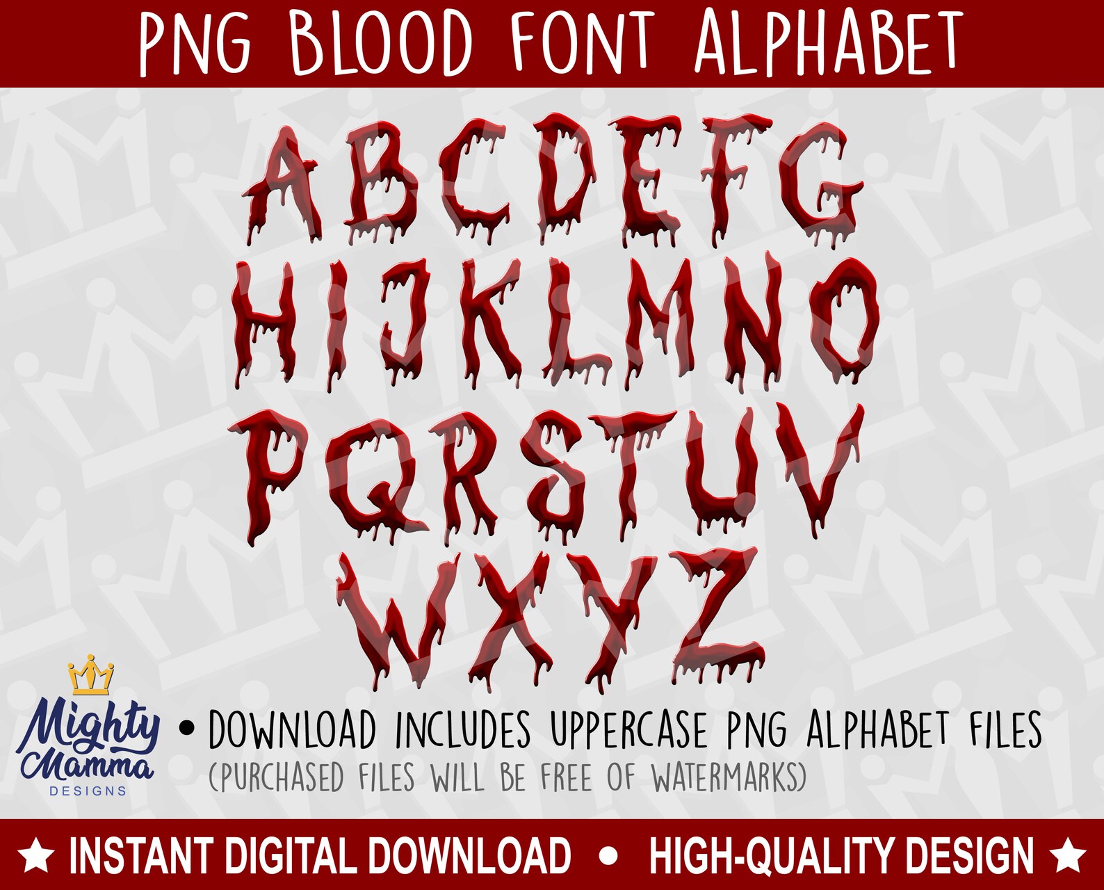 Blood Alphabet PNG Font for Use With Mighty Mamma Designs - Etsy