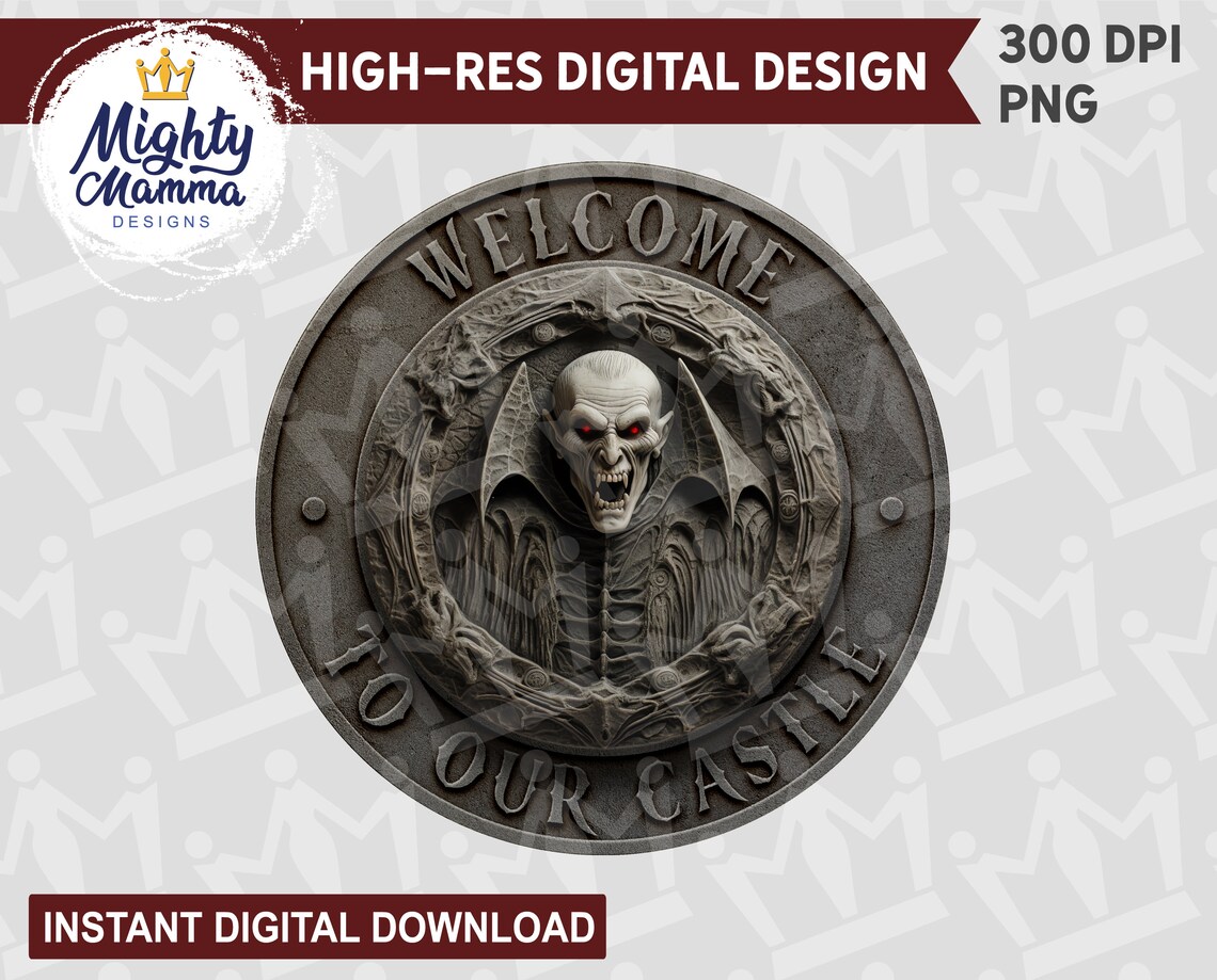 Welcome to Our Castle Vampire Round Door Hanger Sign PNG Design for ...