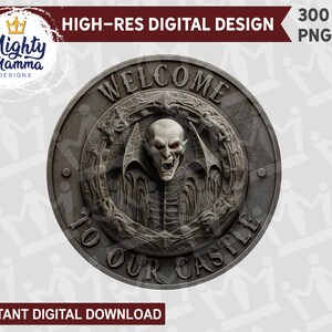 Welcome to Our Castle Vampire Round Door Hanger Sign PNG Design for ...